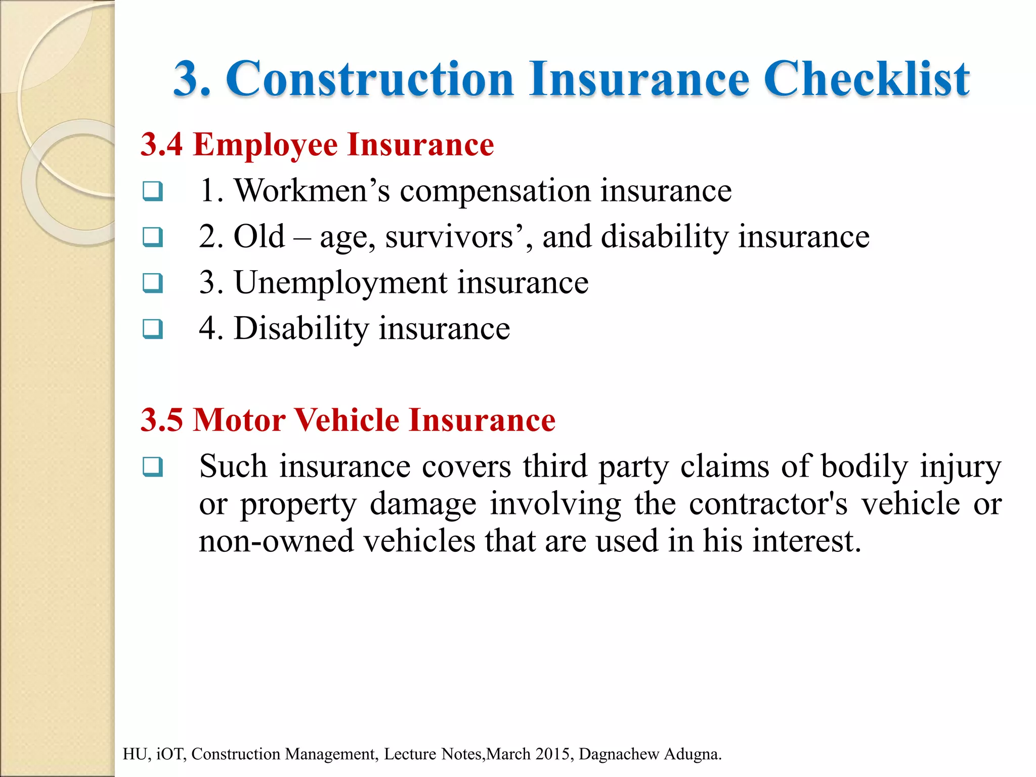 chapter 6 Insurance in Construction Industry lecture 7.ppt