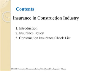 chapter 6 Insurance in Construction Industry lecture 7.ppt