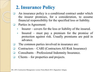 chapter 6 Insurance in Construction Industry lecture 7.ppt