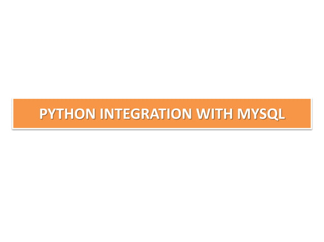 Chapter 6 Interface Python with MYSQL.pptx | Databases | Computer Software and Applications