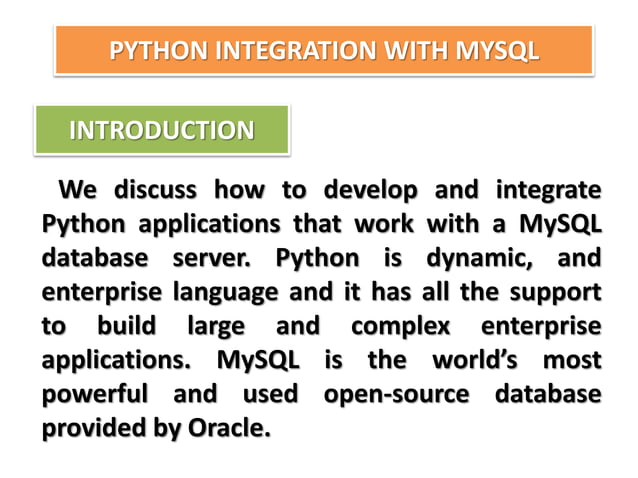 Chapter 6 Interface Python with MYSQL.pptx | Databases | Computer Software and Applications