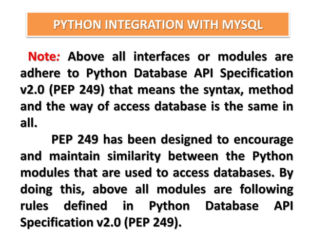 Chapter 6 Interface Python with MYSQL.pptx | Databases | Computer Software and Applications