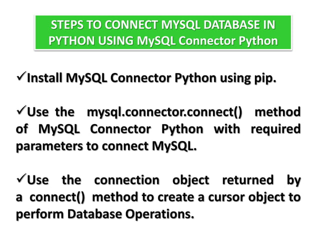 Chapter 6 Interface Python with MYSQL.pptx | Databases | Computer Software and Applications