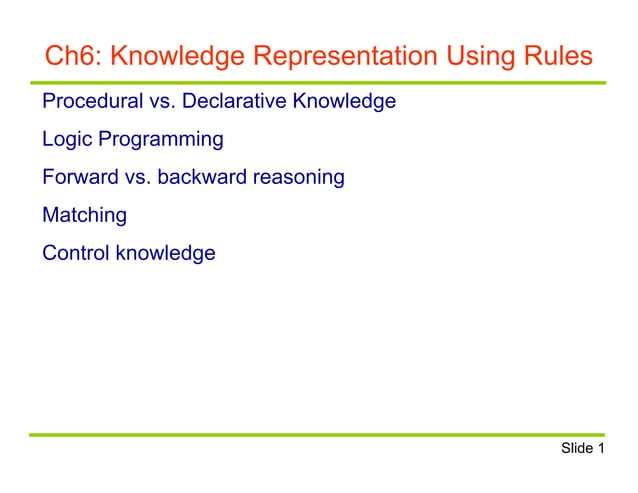 knowledge representation using rules | PPTX | Programming Languages | Computing