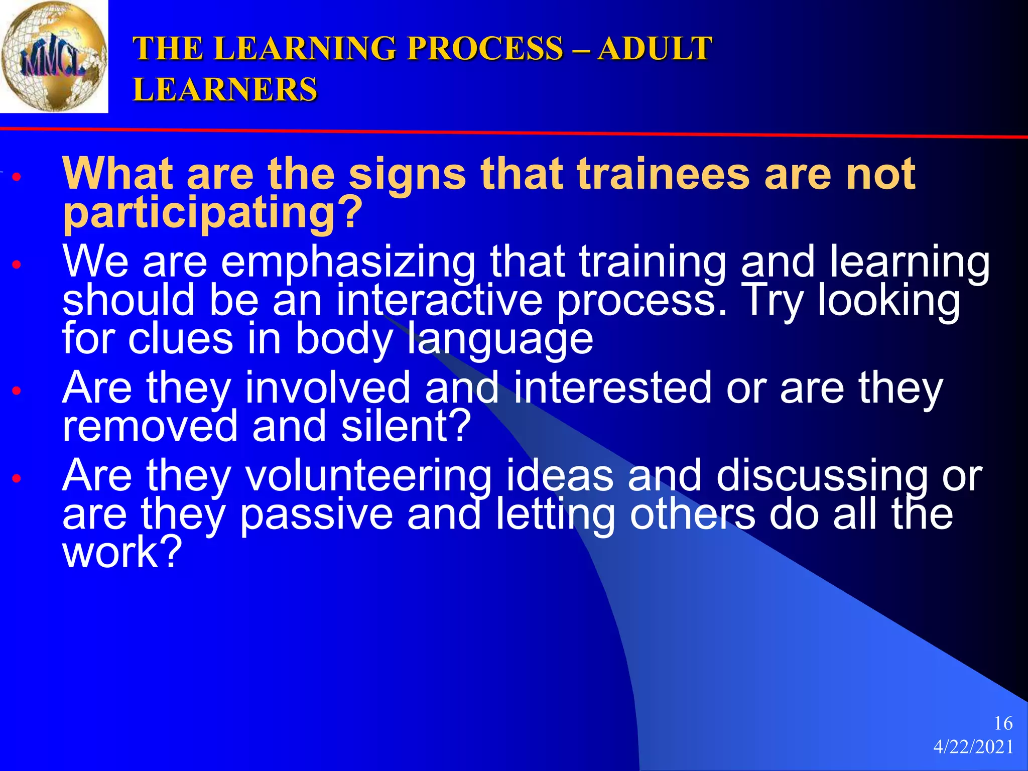 Chapter 6: Learning Process Adult Learners | PPT
