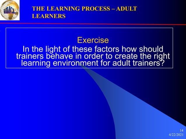 Chapter 6: Learning Process Adult Learners | PPT | Workshops and ...