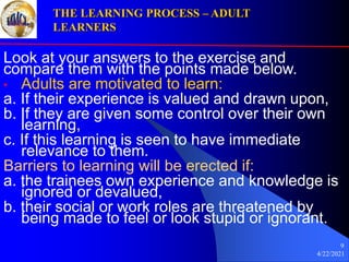 Chapter 6: Learning Process Adult Learners | PPT