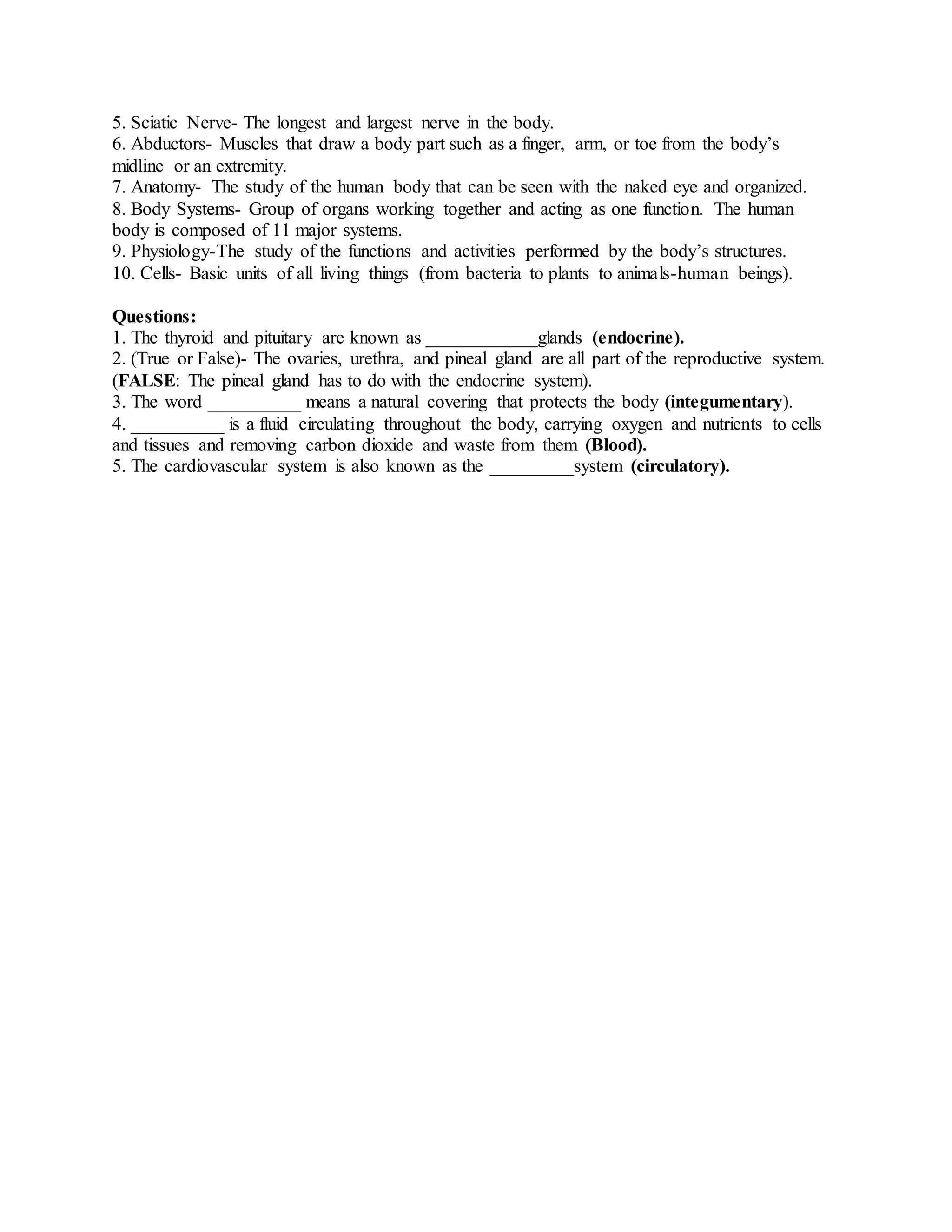 Chapter 6 lesson plan general anatomy and physiology | DOCX