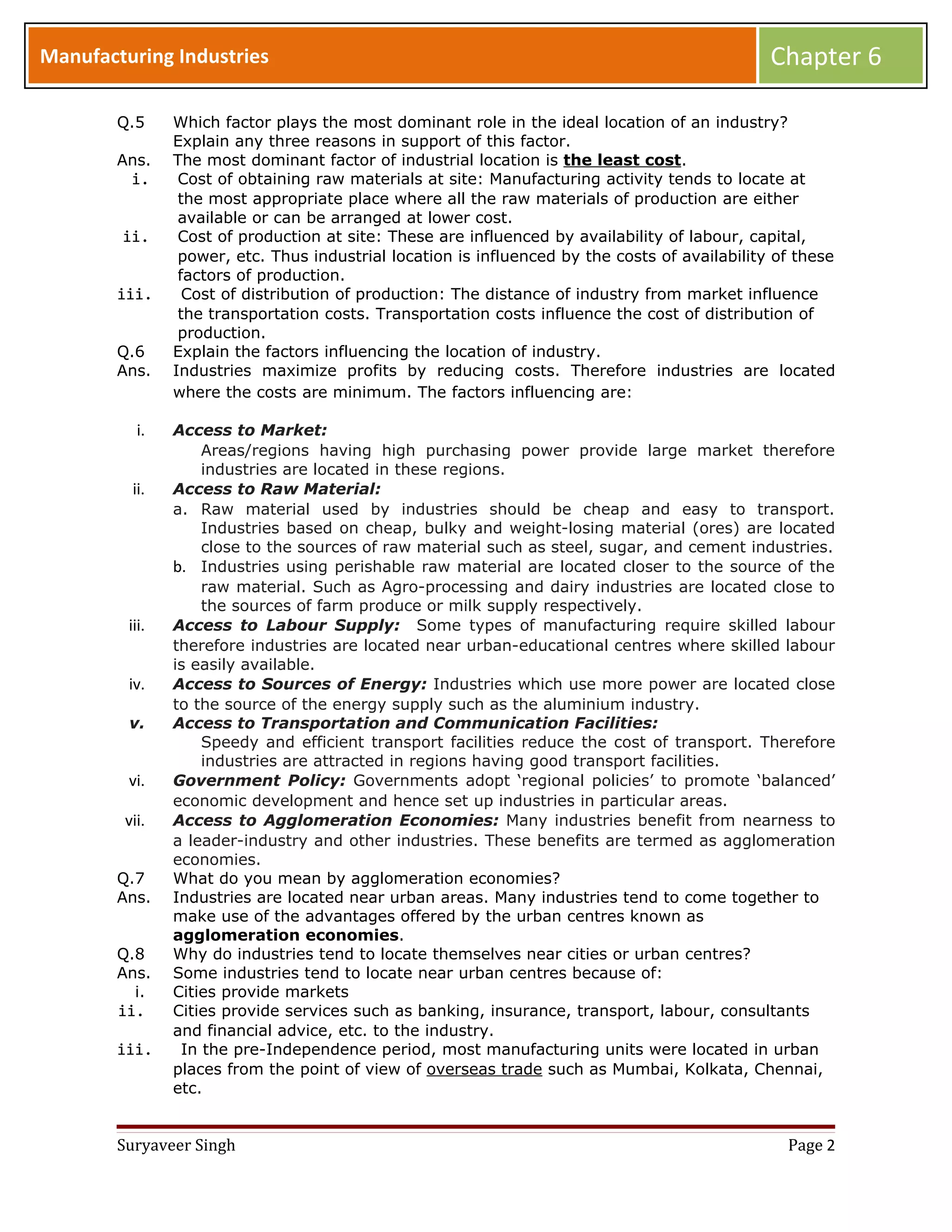 Chapter+6+manufacturing+industries | PDF