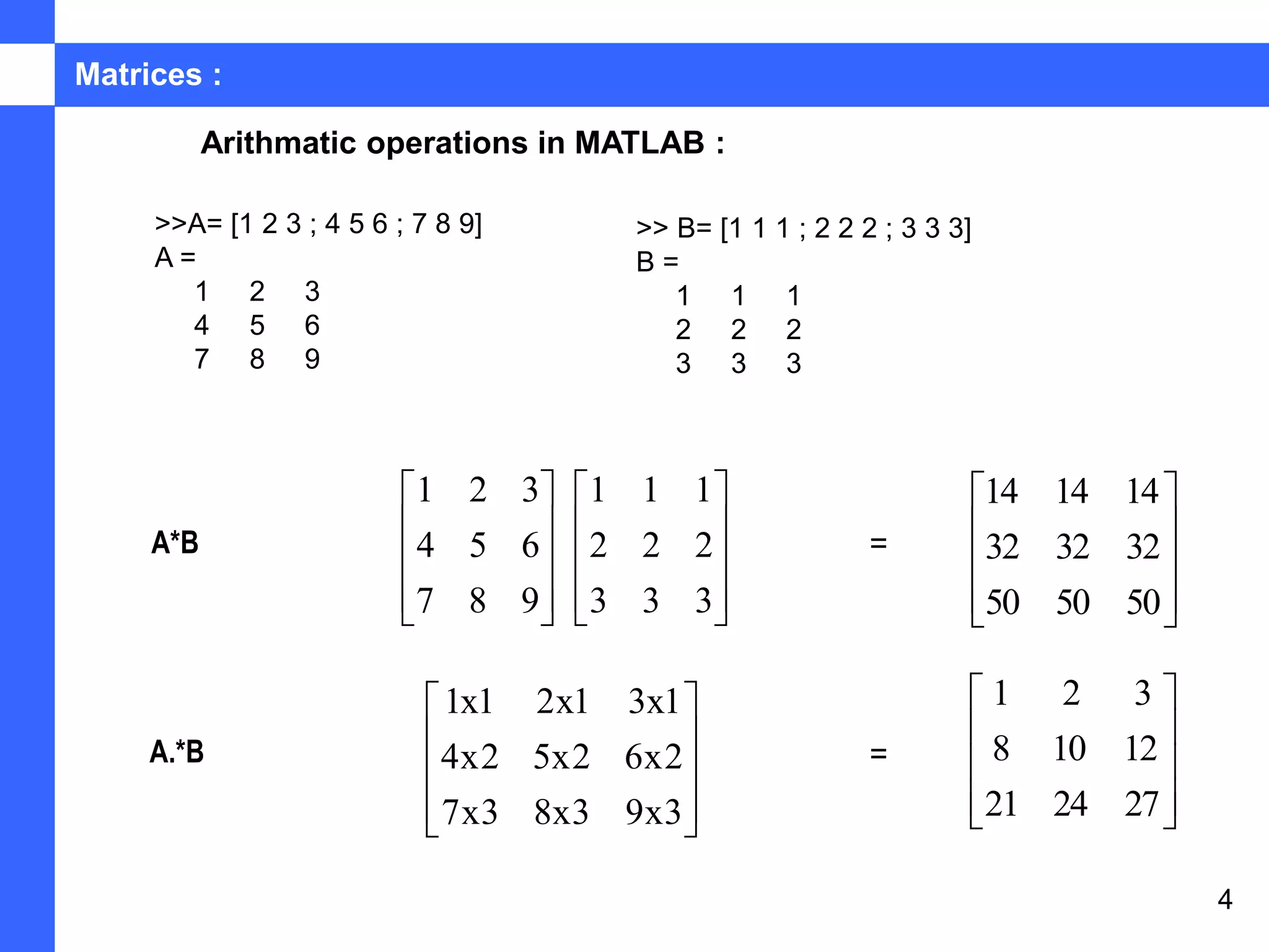 Chapter 6 Matrices in MATLAB | PPT | Physics | Science
