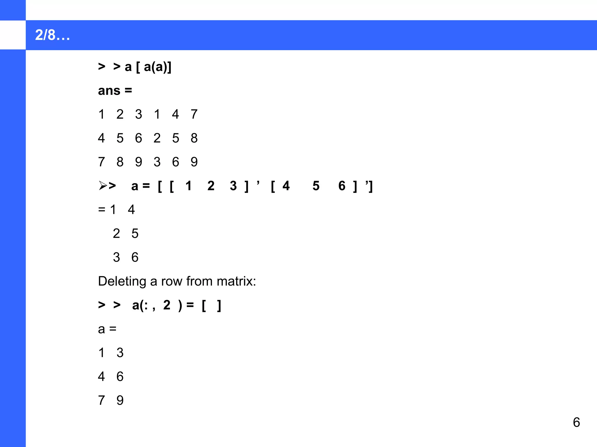 Chapter 6 Matrices in MATLAB | PPT | Physics | Science