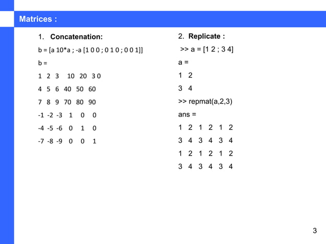 Chapter 6 Matrices in MATLAB | PPT Chapter 6 Matrices in MATLAB | PPT