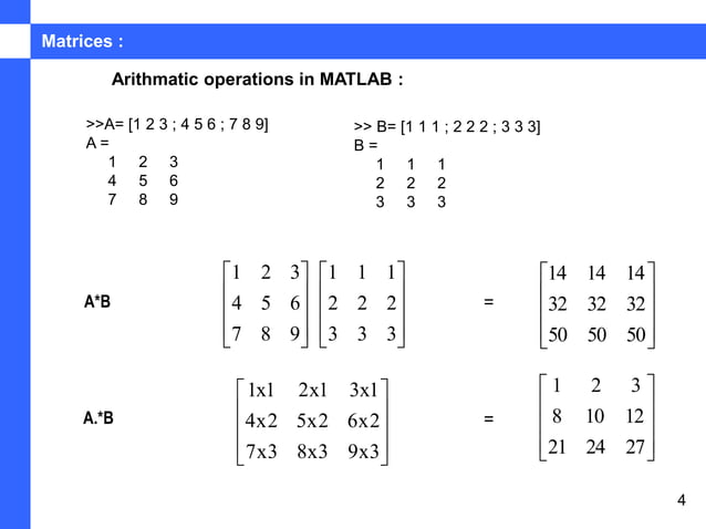 Chapter 6 Matrices in MATLAB | PPT Chapter 6 Matrices in MATLAB | PPT