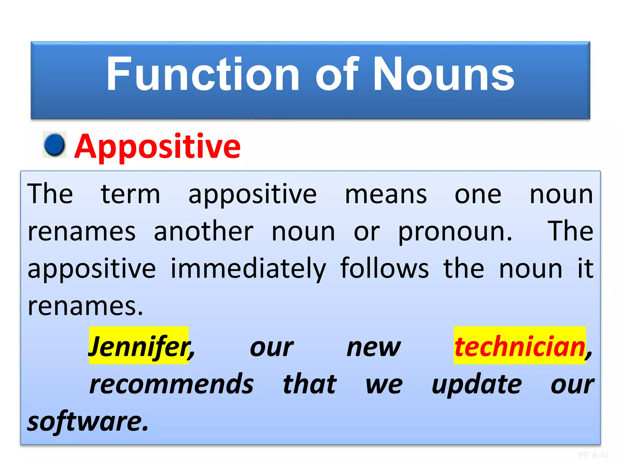 Nouns & Their Functions | PPTX