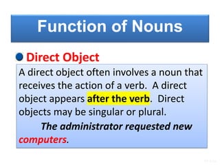 Nouns & Their Functions | PPTX