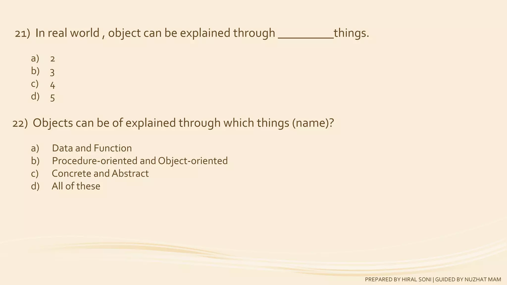 Std 12 Computer Chapter 6 Object Oriented Concept Important Mcqs Ppt