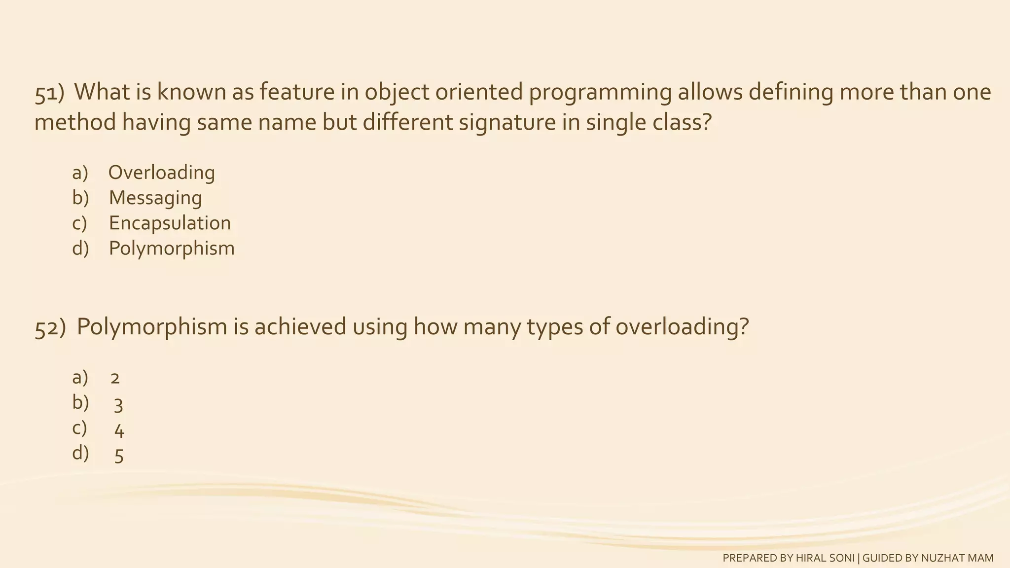 Std 12 Computer Chapter 6 object oriented concept important mcqs | PPTX