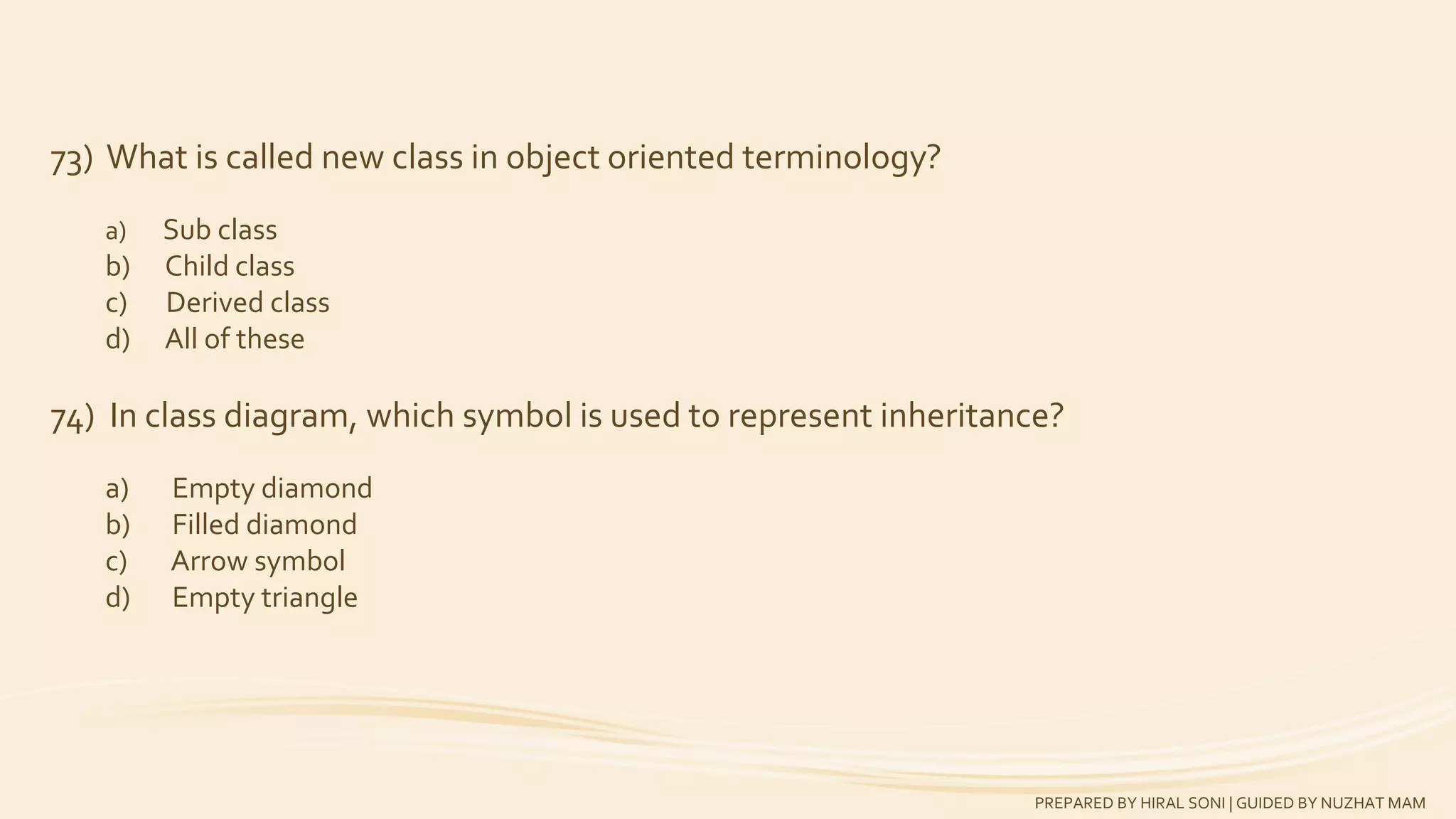 Std 12 Computer Chapter 6 object oriented concept important mcqs | PPTX
