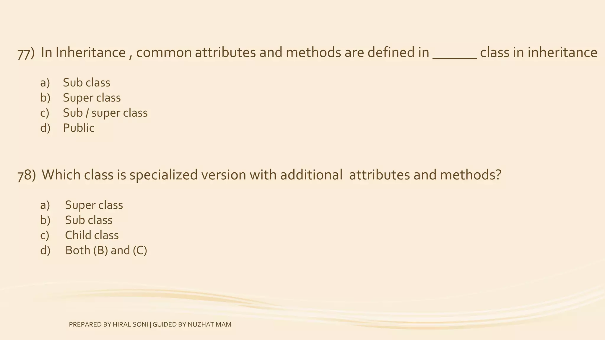 Std 12 Computer Chapter 6 Object Oriented Concept Important Mcqs Ppt
