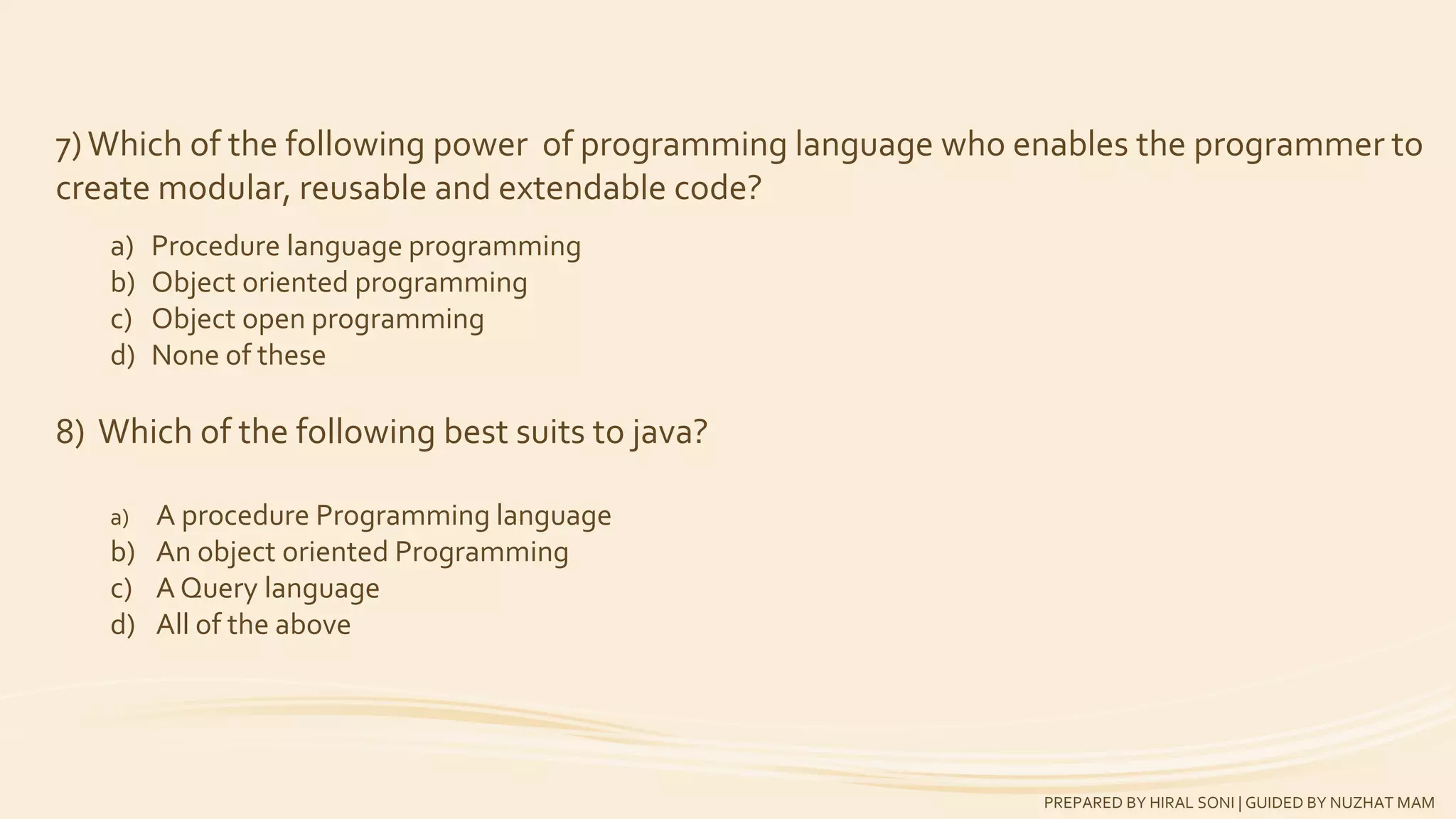 Std 12 Computer Chapter 6 Object Oriented Concept Important Mcqs Pptx Programming Languages