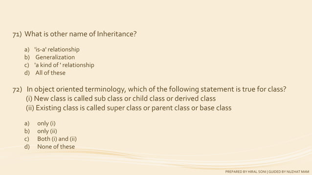 Std 12 Computer Chapter 6 object oriented concept important mcqs | PPTX | Programming Languages ...