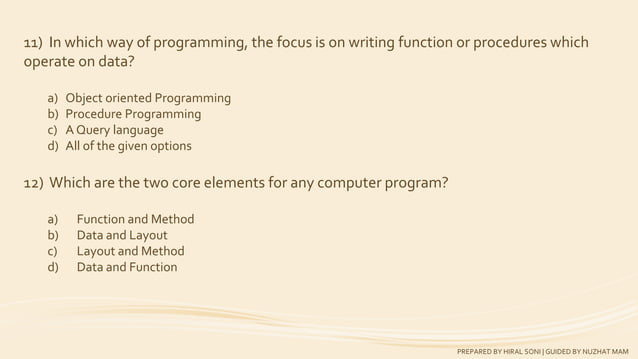 Std 12 Computer Chapter 6 Object Oriented Concept Important Mcqs Ppt