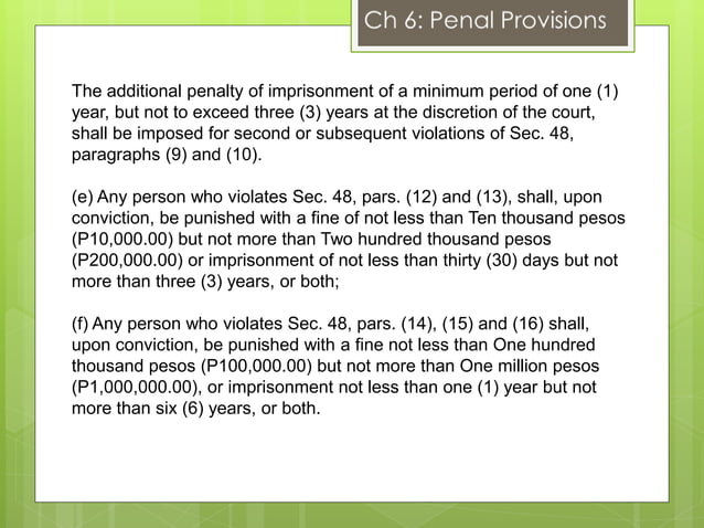 Chapter 6 penal provisions | PPT