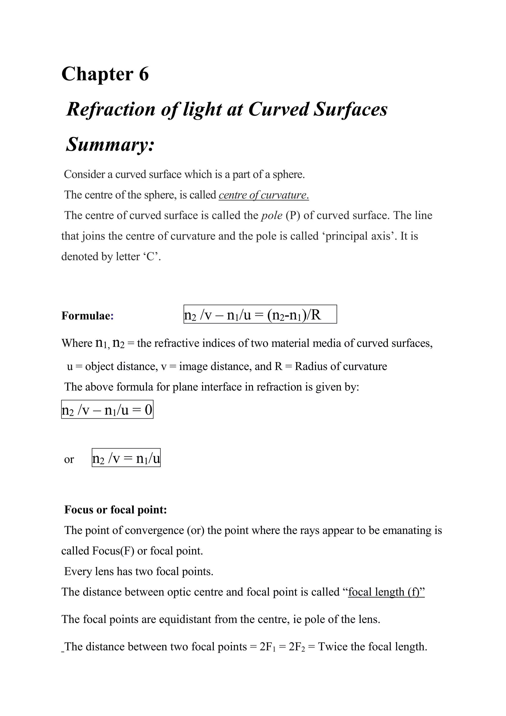 refraction of light at curved surfaces | PDF refraction of light at curved surfaces | PDF