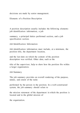 CHAPTER 6 Position Descriptions Chapter Objectives | DOCX