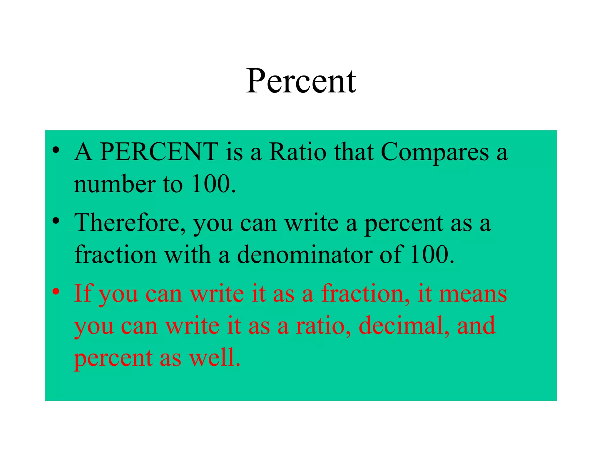 Fractions, Decimals, And Percents | PPT