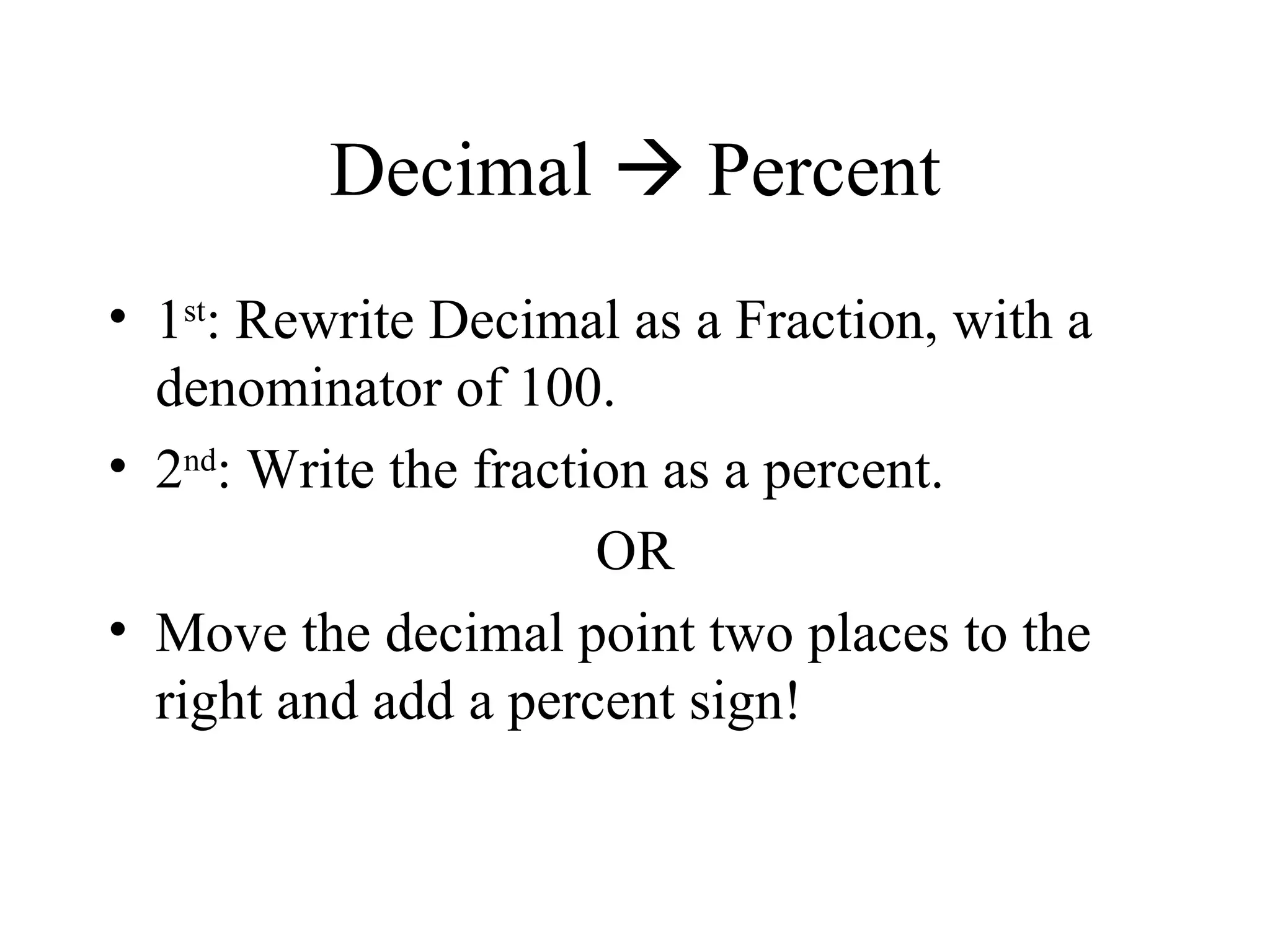 Fractions, Decimals, And Percents | PPT