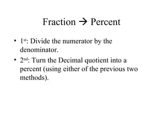 Fractions, Decimals, And Percents | PPT