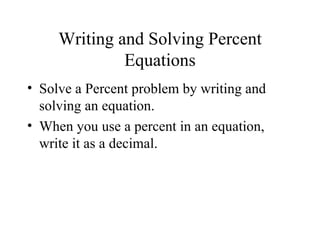 Percents And Equations | PPT