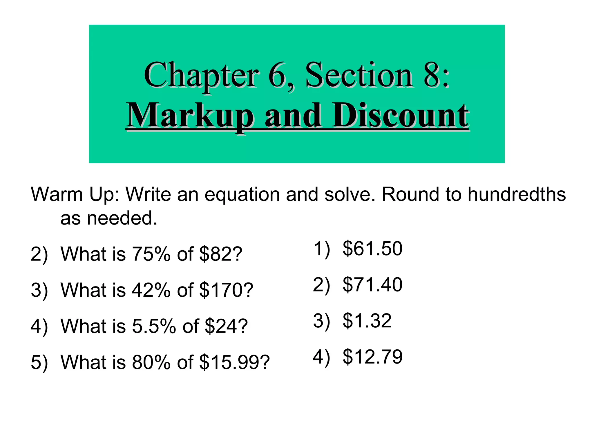 Mark Up And Discount | PPT