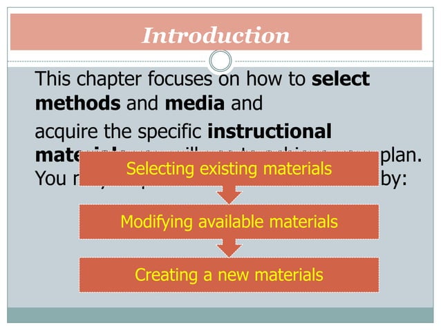 Chapter 6 selecting methods,media, and materials. | PPT