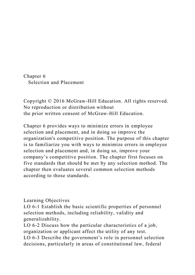 Chapter 6 Selection and PlacementCopyright ©.docx