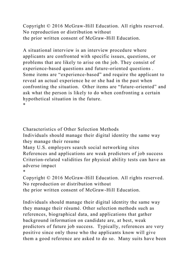 Chapter 6 Selection and PlacementCopyright ©.docx