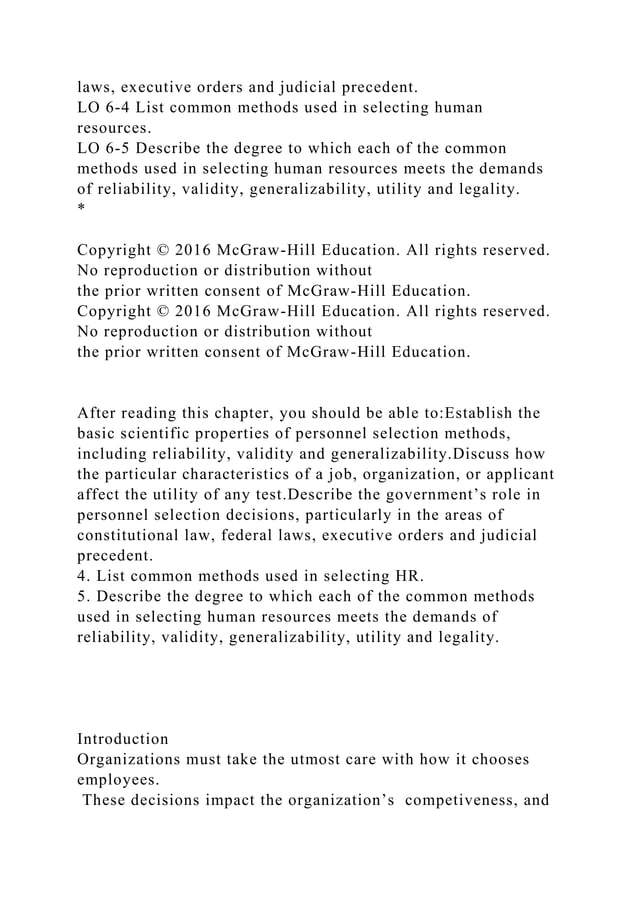 Chapter 6 Selection and PlacementCopyright ©.docx