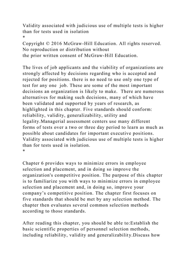 Chapter 6 Selection and PlacementCopyright ©.docx