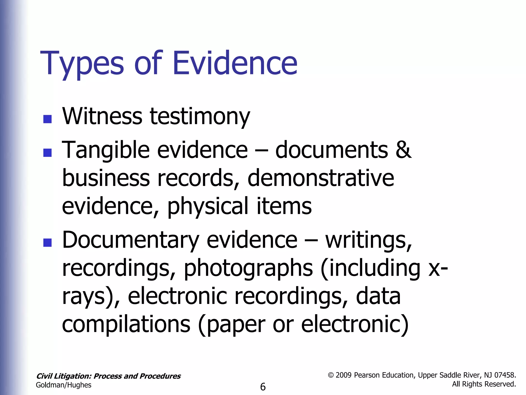 Chapter 6 six evidence civ lit 2nd | PPTX
