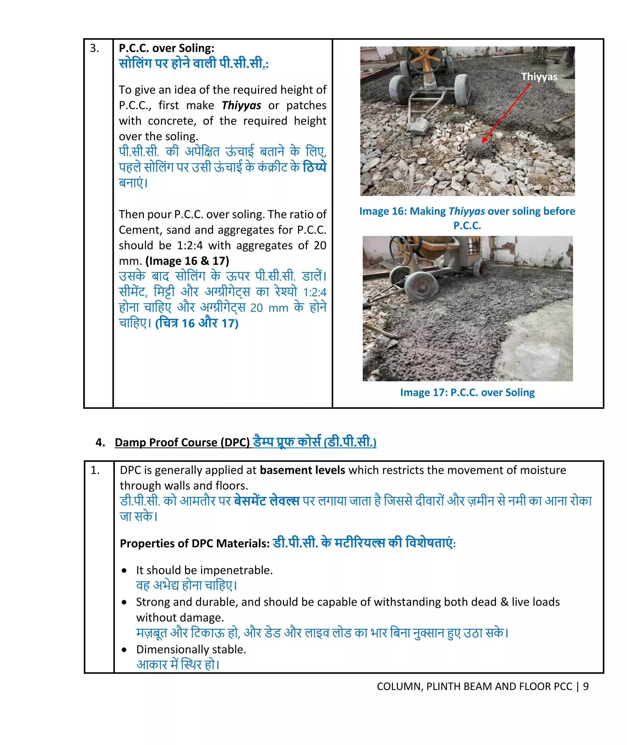 'DRISHTI' Chapter 6: Column, Plinth and Floor P.C.C. (कॉलम, प्लिंथ और ...