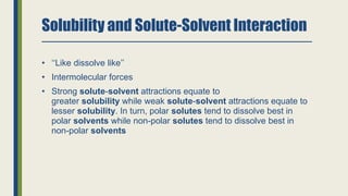 Chapter 6 solutions solubility | PPT