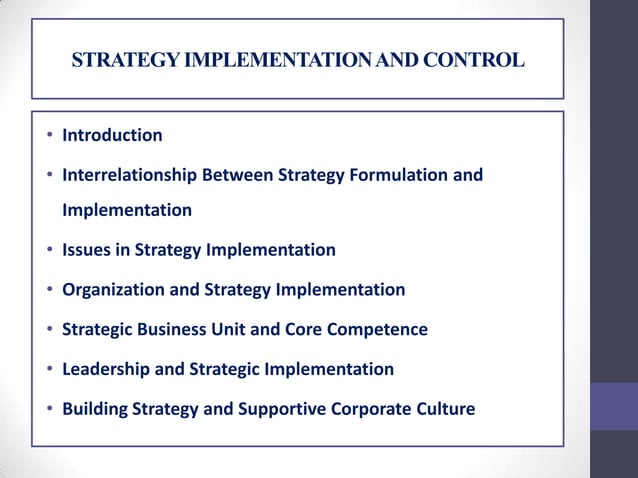 Strategy Implementation and Control | PPTX | Business Administration ...