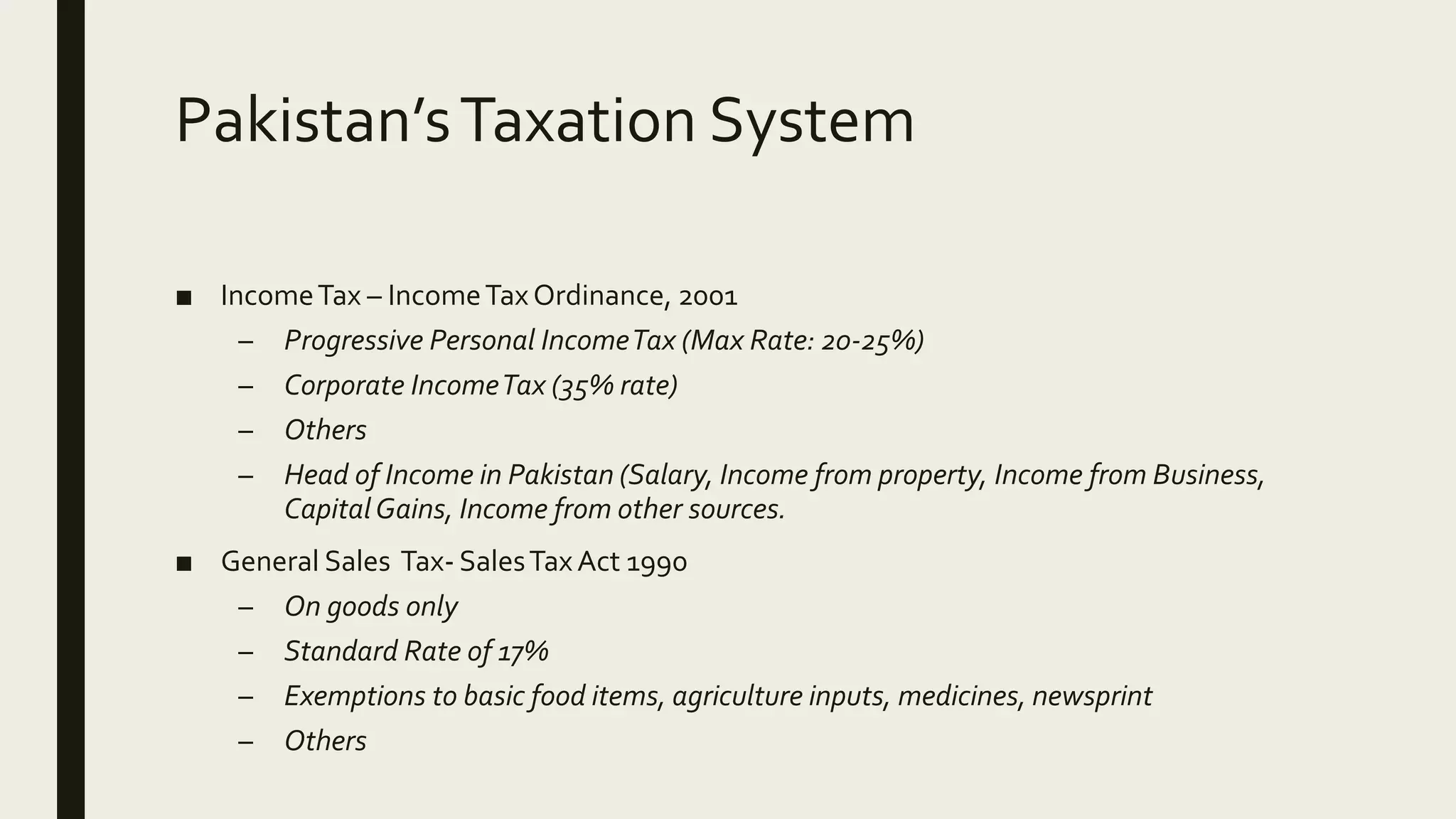 Chapter 6 taxation in pakistan | PPT