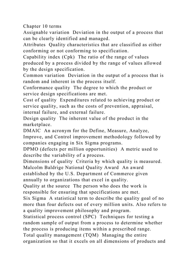 Chapter 6 terms Assemble-to-orderA production environment wher.docx