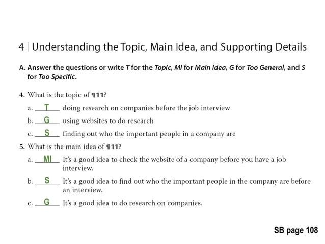 Reading Comprehension Chapter 6: Texts and Answers | PPT
