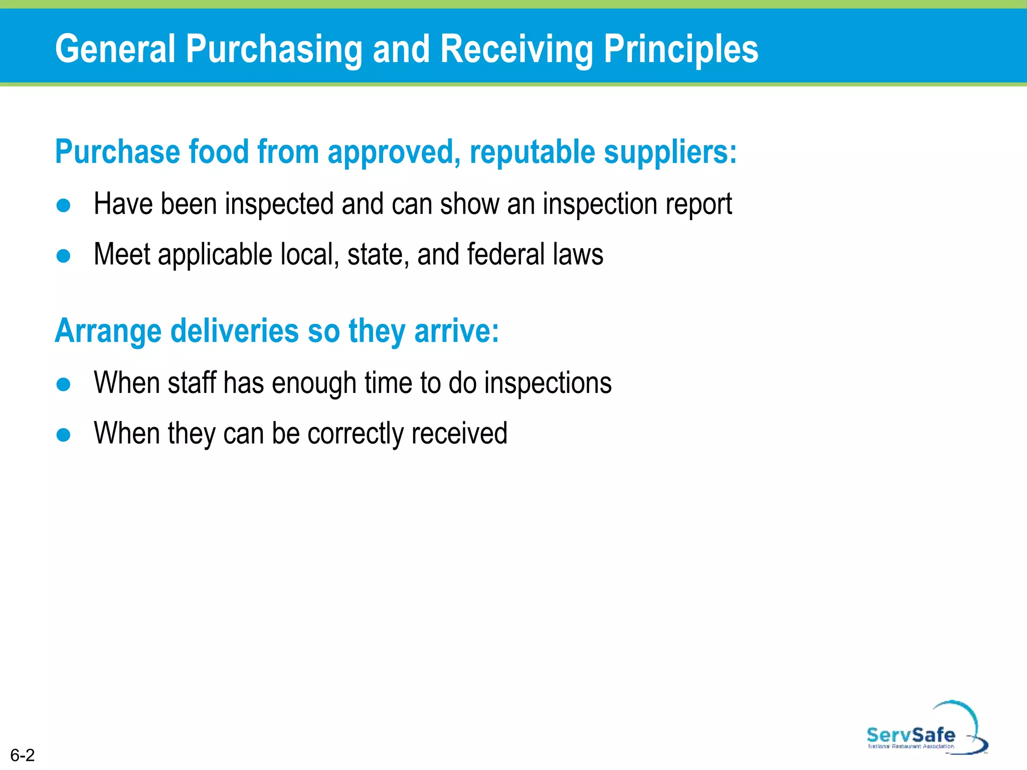 Chapter 6 The Flow of Food Purchasing and Receiving | PPTX