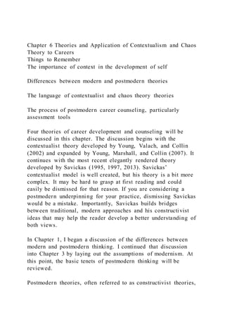 Chapter 6 Theories and Application of Contextualism and Chaos Theo | DOCX
