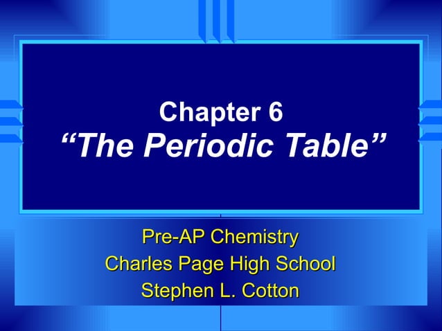 Chapter 6 the periodic table | PPT
