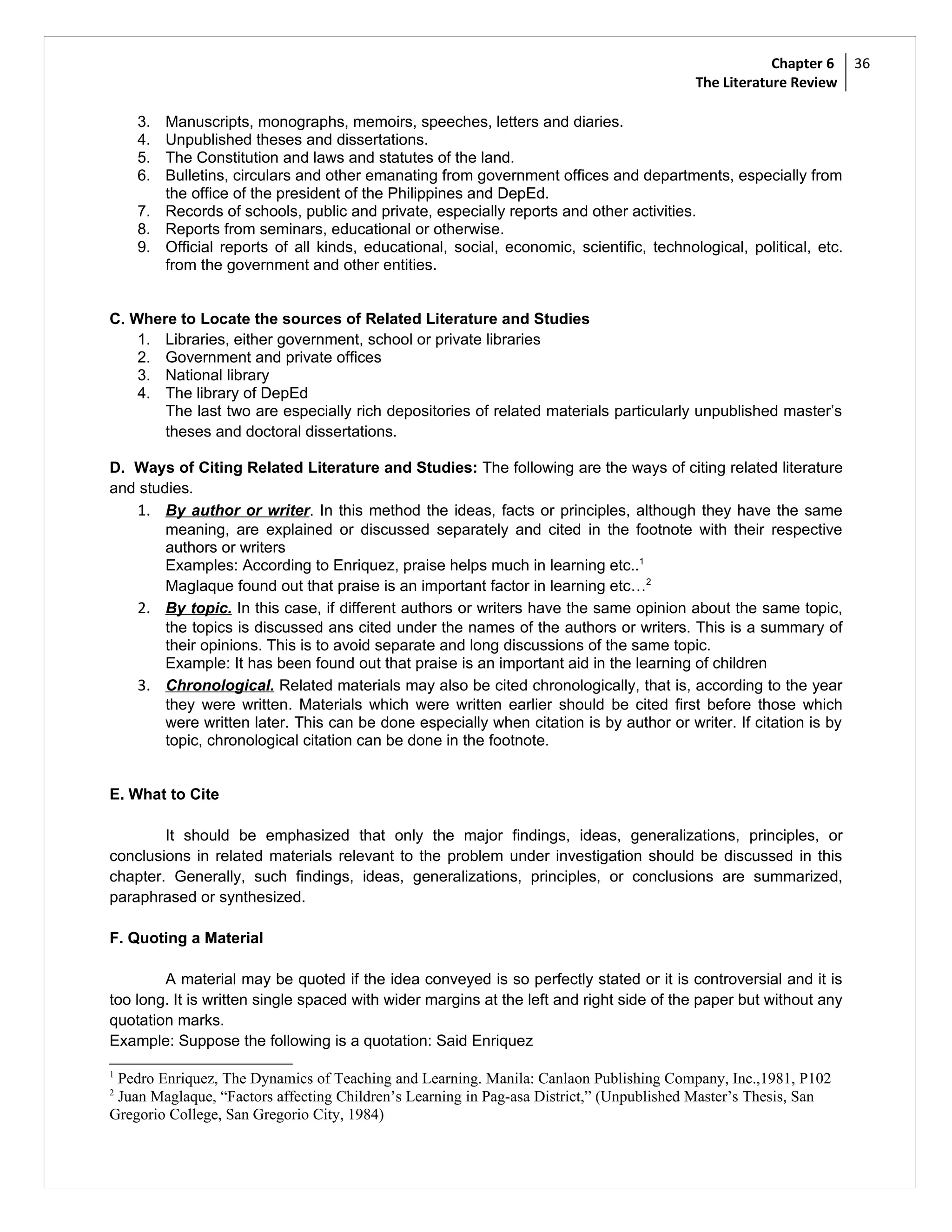 Chapter 6 the review of related literature and studies | DOC